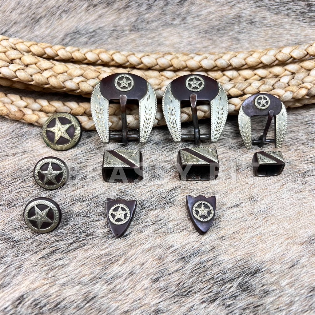 Jayson Jones Custom Headstall Buckle and Concho Set – Brassy Bit Tack