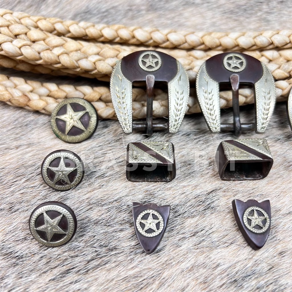 Jayson Jones Custom Headstall Buckle and Concho Set – Brassy Bit Tack