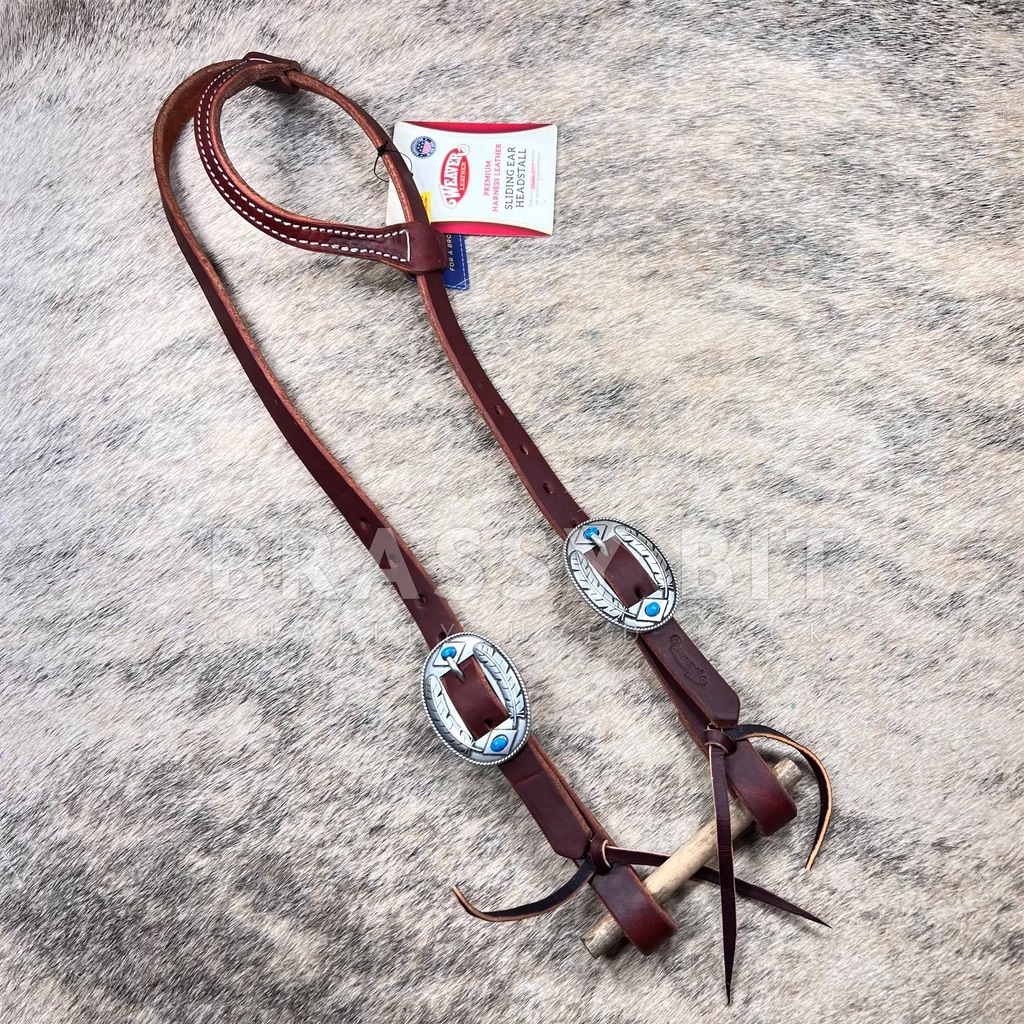 Large Horse Weaver Designer Feather Buckle One Ear Headstall – Brassy ...