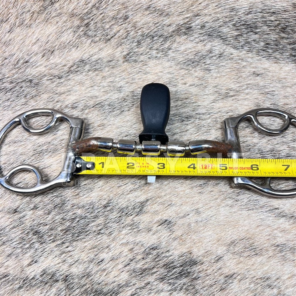 5″ Myler Triple Barrel Western D Snaffle w/ Hooks – Brassy Bit Tack