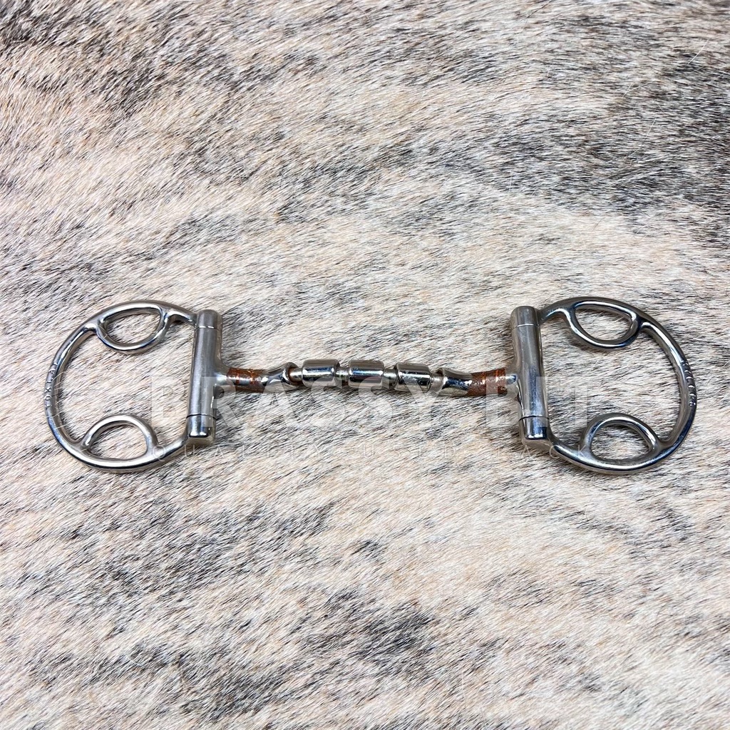 5″ Myler Triple Barrel Western D Snaffle w/ Hooks – Brassy Bit Tack