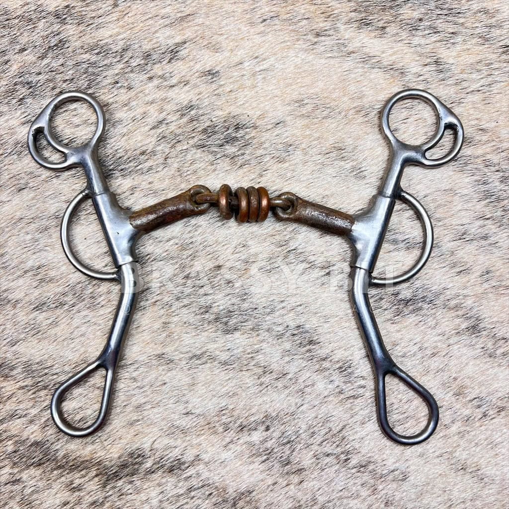 5″ Bit Master BM Argentine Curb w/ Copper Rollers – Brassy Bit Tack