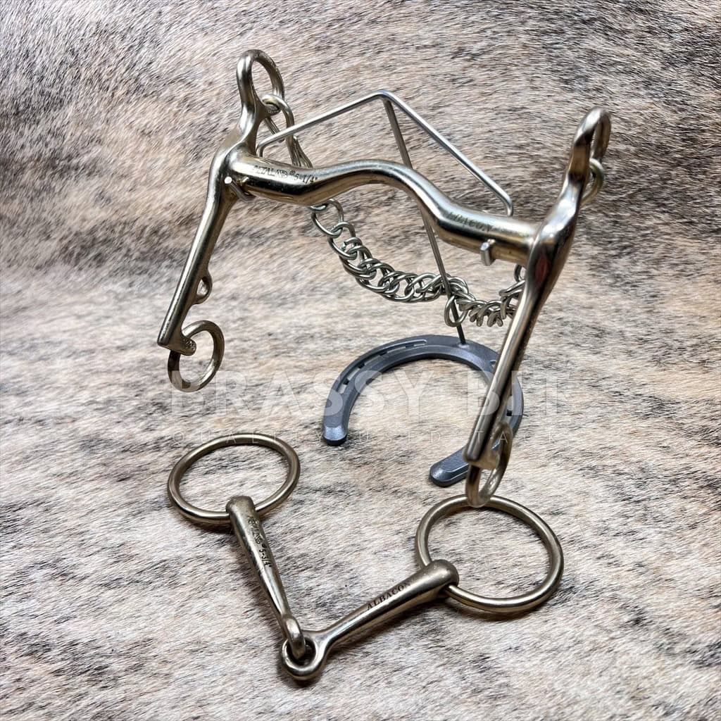5.25″ MetaLab AlBaCon Ported Weymouth & Bradoon Snaffle – Brassy Bit Tack